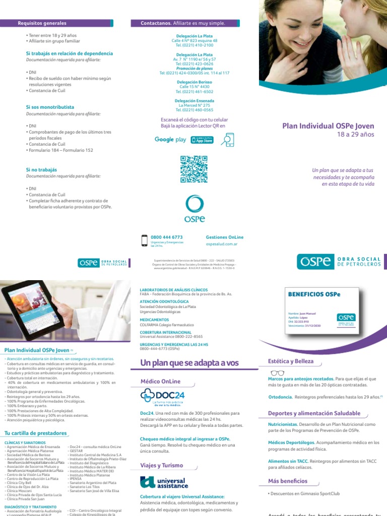 Folleto Plan OSPe Joven La Plata Web 1 | PDF | Hospital | Cuidado de la ...