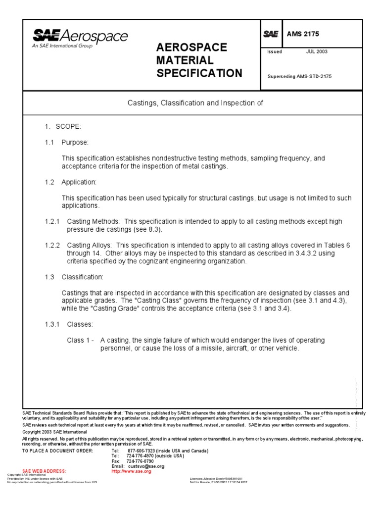 Ams 2175 | PDF | Casting (Metalworking) | Metals