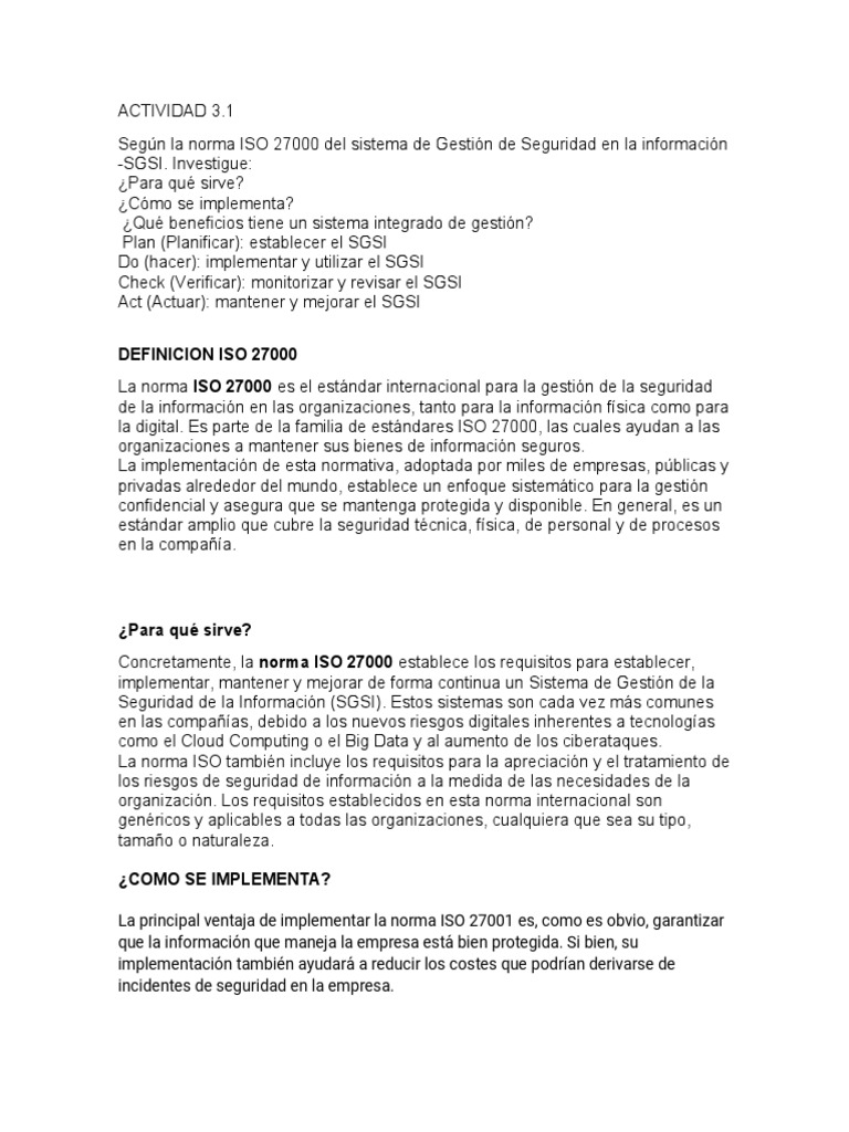 Actividad 3 Iso 27000 | PDF | La seguridad informática | Seguridad