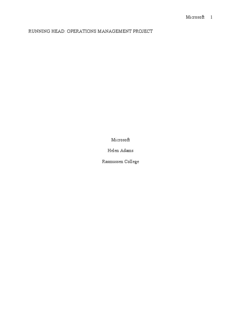 Microsoft 1 Running Head: Operations Management Project | PDF ...