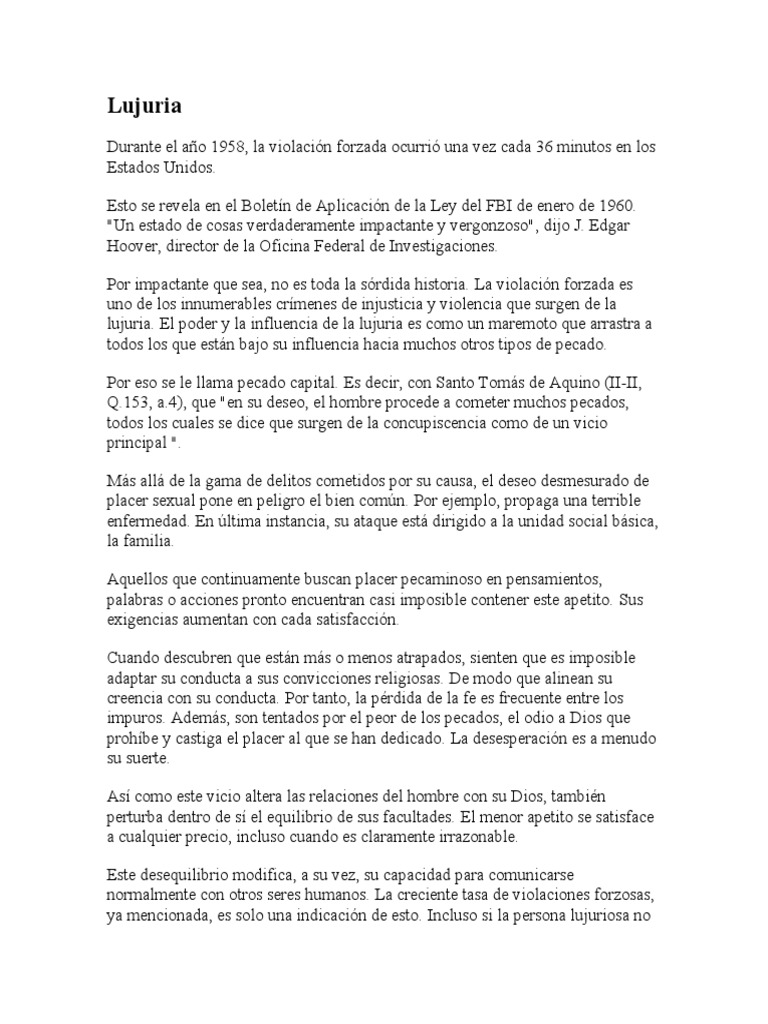 La Lujuria | PDF | Pecado | Lujuria