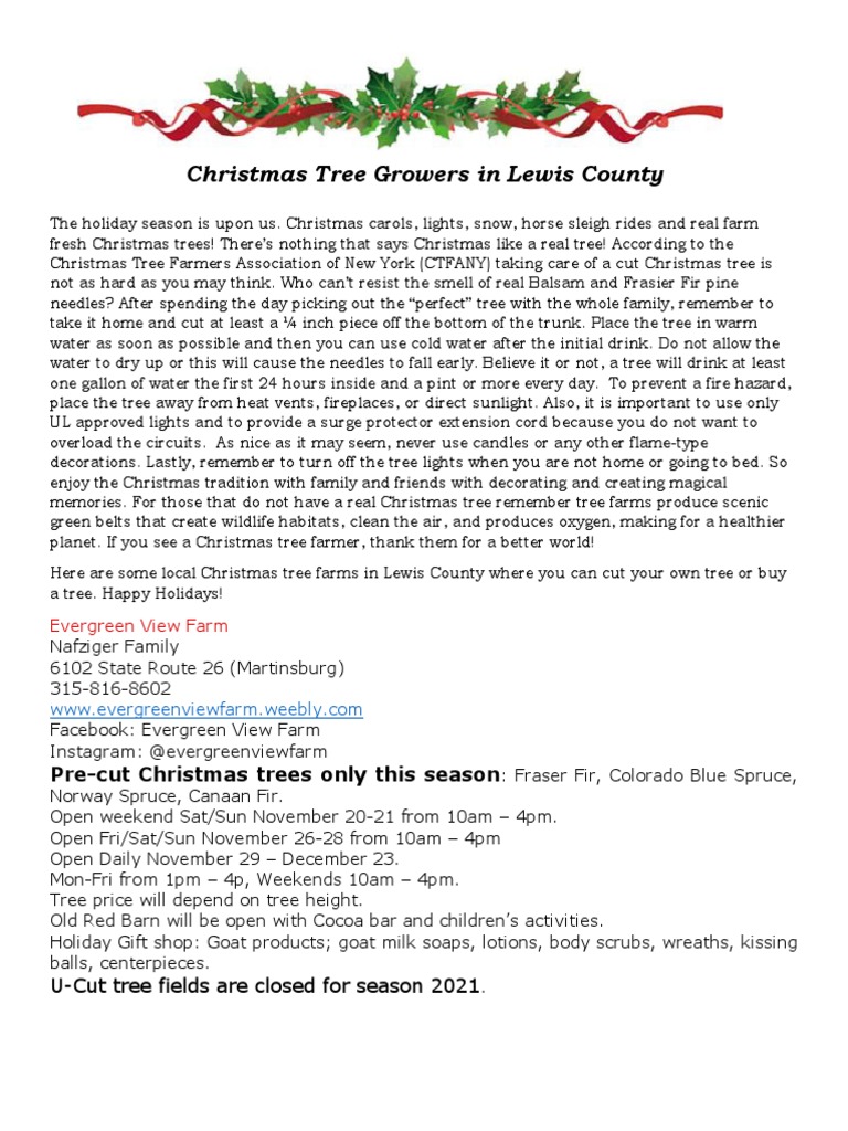 Tree Farms in Lewis County | PDF | Christmas Tree | Christmas