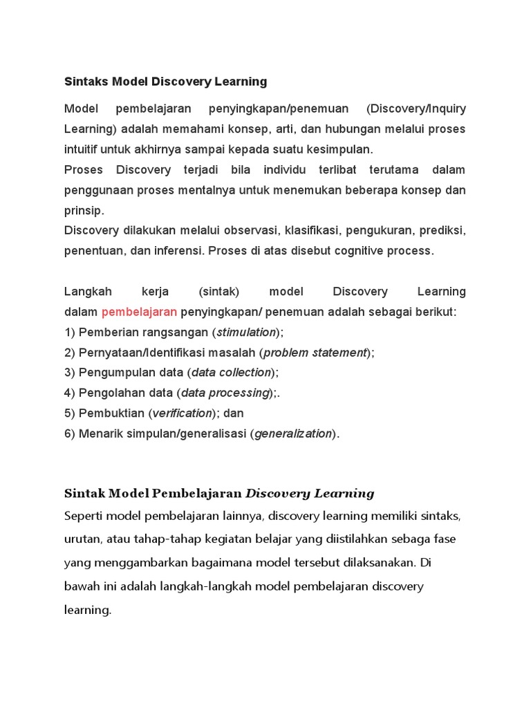 Sintaks Model Discovery Learning FR | PDF