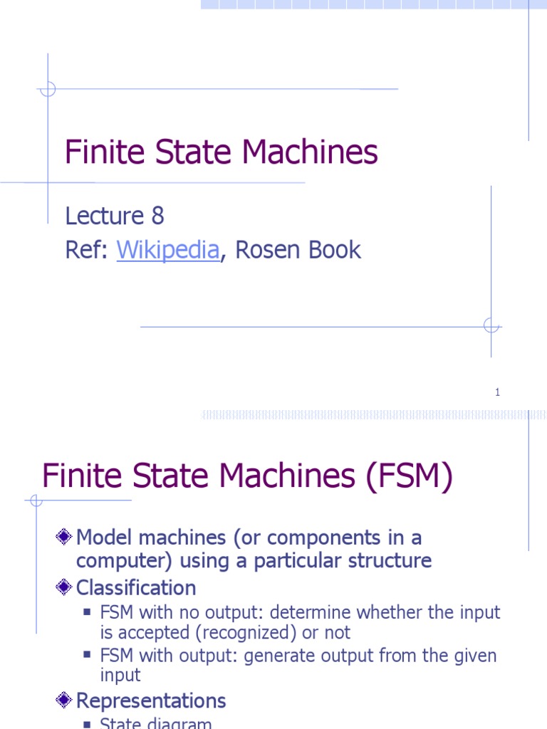 Finite State Machines: Ref:, Rosen Book | PDF | Computer Science | String (Computer Science)