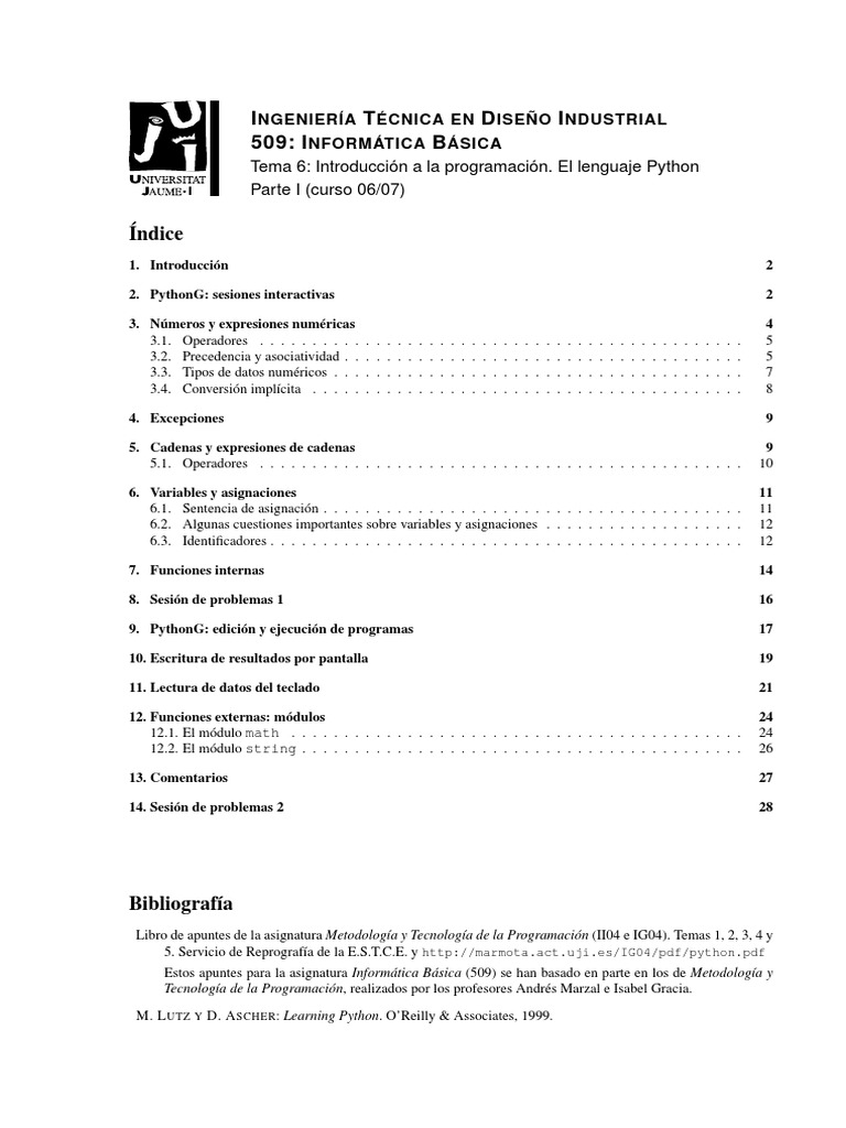 Tema6 06-07 01 | PDF | Lenguaje de programación | Python (lenguaje de programación)