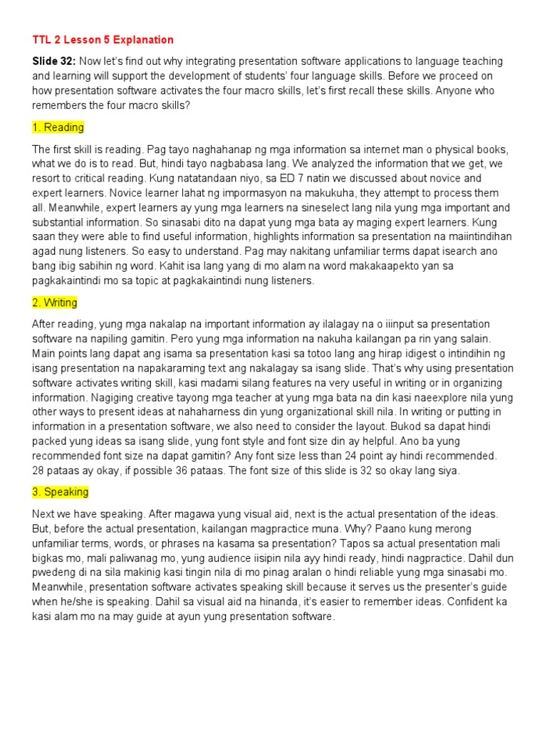TTL 2 Lesson 5 Explanation | PDF | Human Communication | Communication