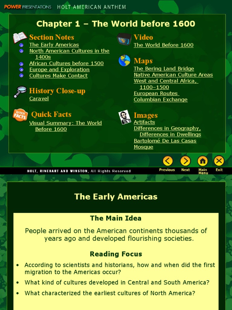 Chapter 1 - The World Before 1600: Section Notes Video Maps | PDF ...