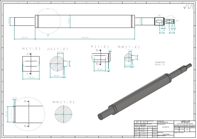 Inventor - Plano de Detalle - Eje Mayor | PDF