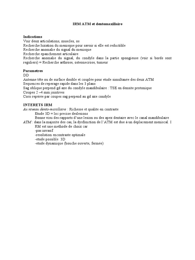 IRM des ATM : Indications et Intérêts | PDF | Sciences et mathématiques