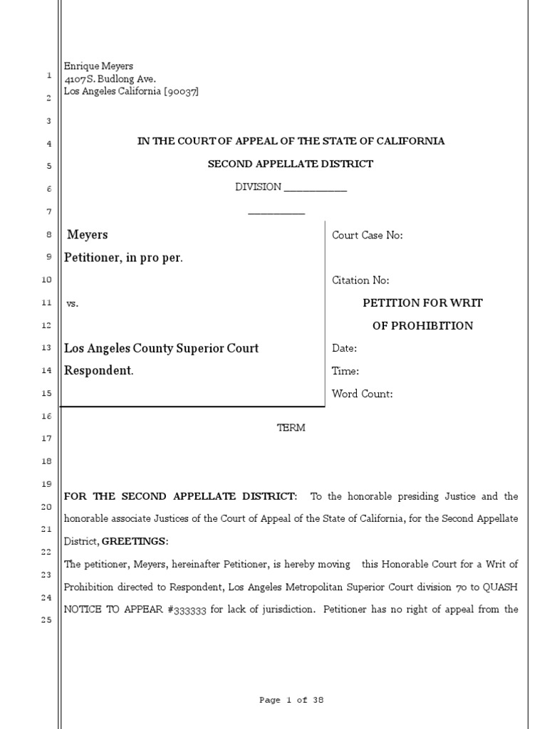 Writ Of Prohibition Pdf Plea Miranda V Arizona