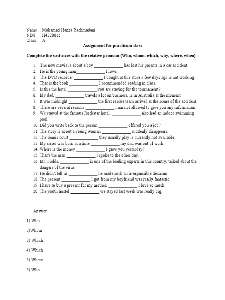 Assignment For Practicum Meeting 9 | PDF