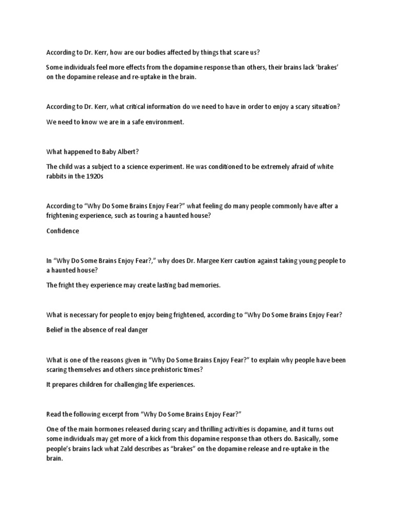 Exam Why The Brain Enjoys Fear. | PDF | Fear | Mind