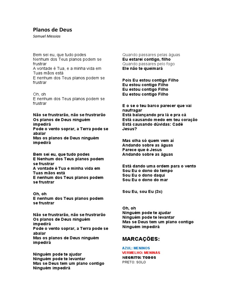Planos de Deus - Samuel Messias BACK | PDF