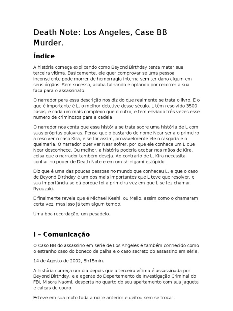 Death Note Another Note (Port) | PDF | Departamento Federal de ...