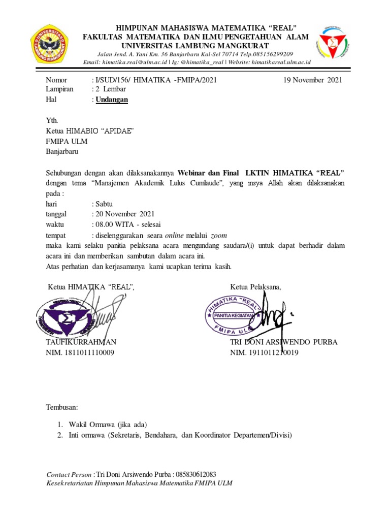 Surat Undangan HIMABIO "APIDAE"-3 | PDF