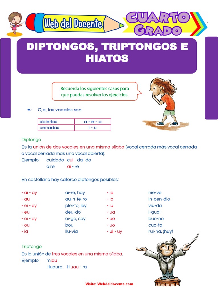 Diptongos y Hiatos para Niños | PDF | Lingüística | Fonética