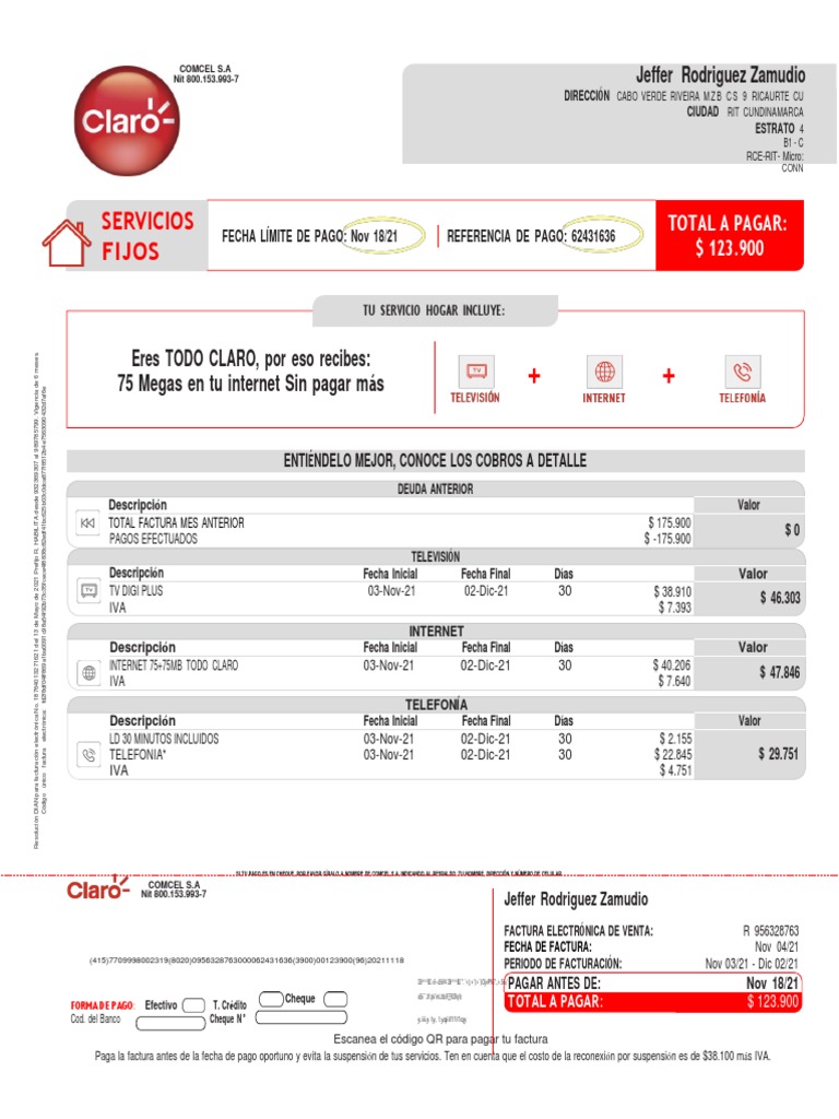 Factura Claro Hogar-1 | PDF | Servicios financieros | Industrias de ...