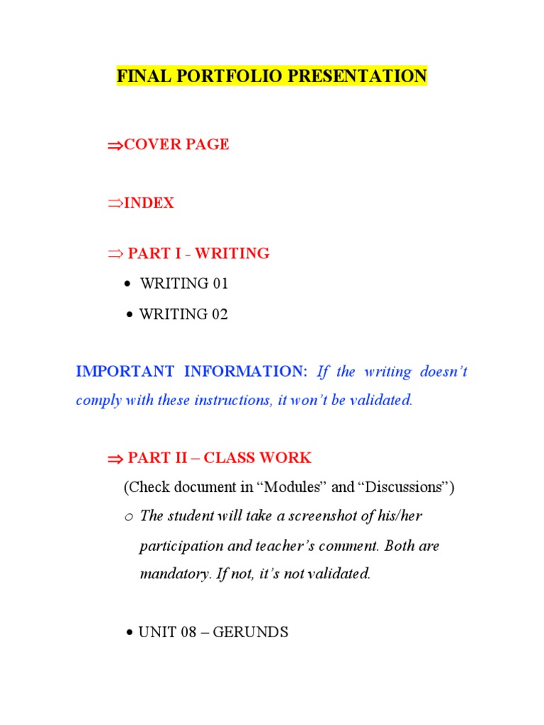 Final Portfolio Submission Guidelines | PDF