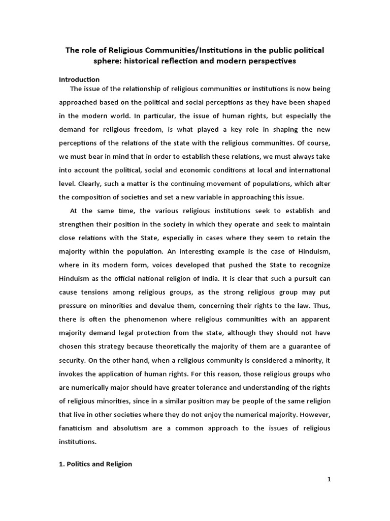 Christianity in Political Sphere | PDF | Catholic Church | Freedom Of ...