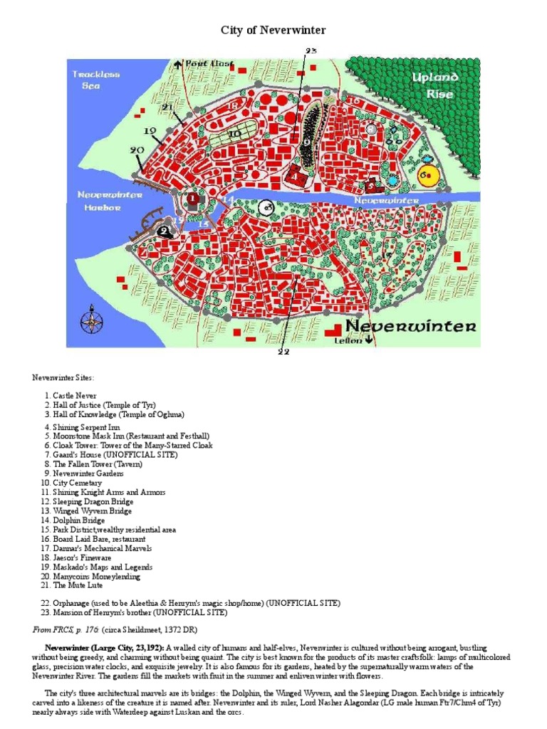 Neverwinter INACCURATE Map and Legend | PDF