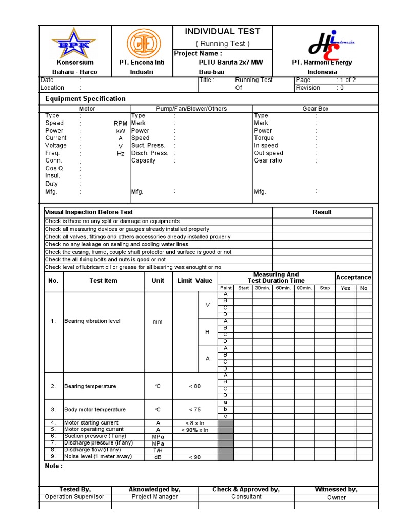 Running Test of Rotating Equipment | PDF | Mechanical Engineering ...