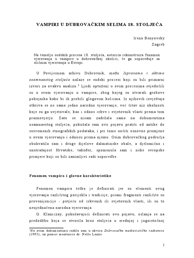 Vampiri U Dubrovackim Selima 18. Stoljec | PDF