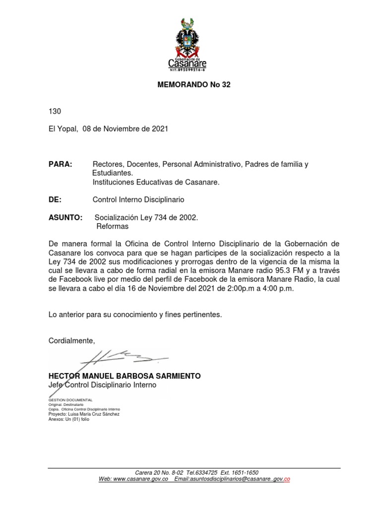 Memorando 2021 16 - 11 | PDF