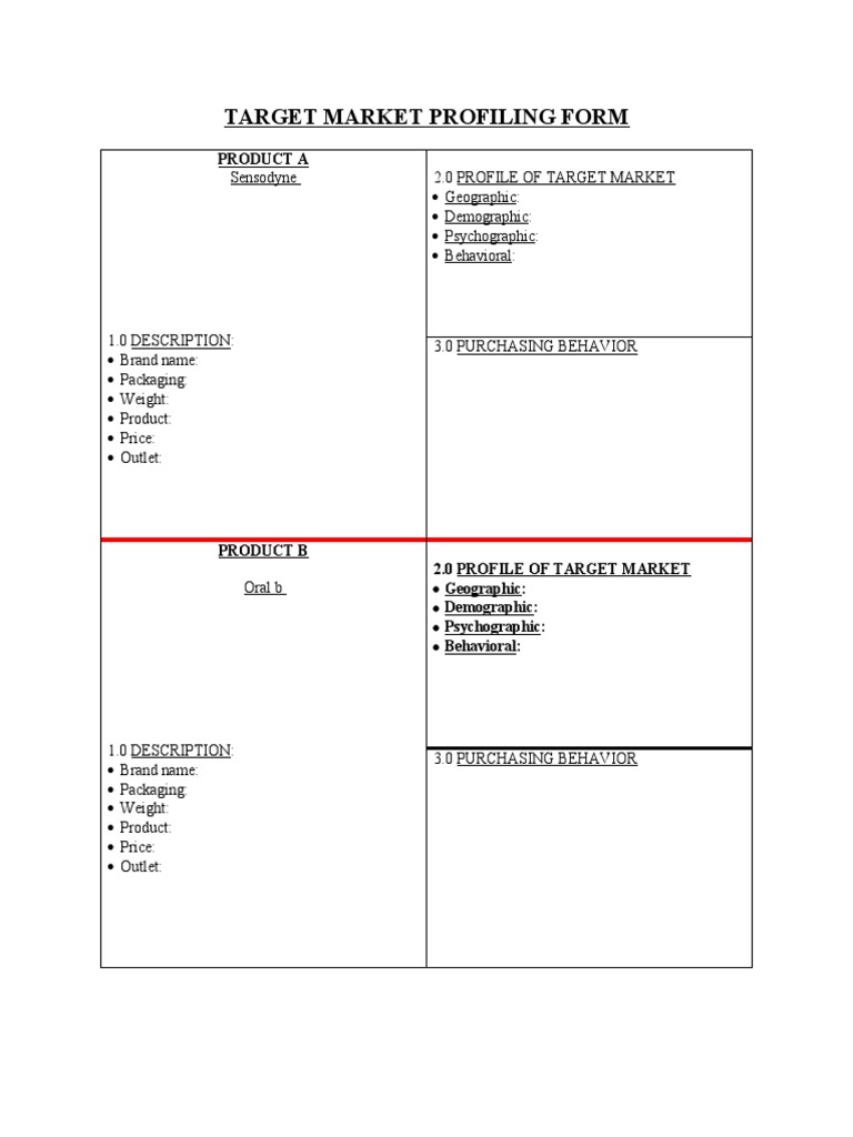 Part 2 Target Market Profiling Form | PDF