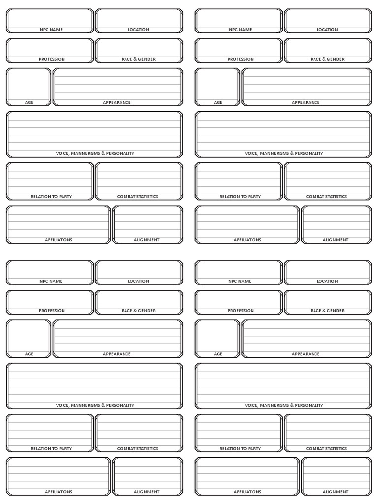 NPC Sheet | PDF