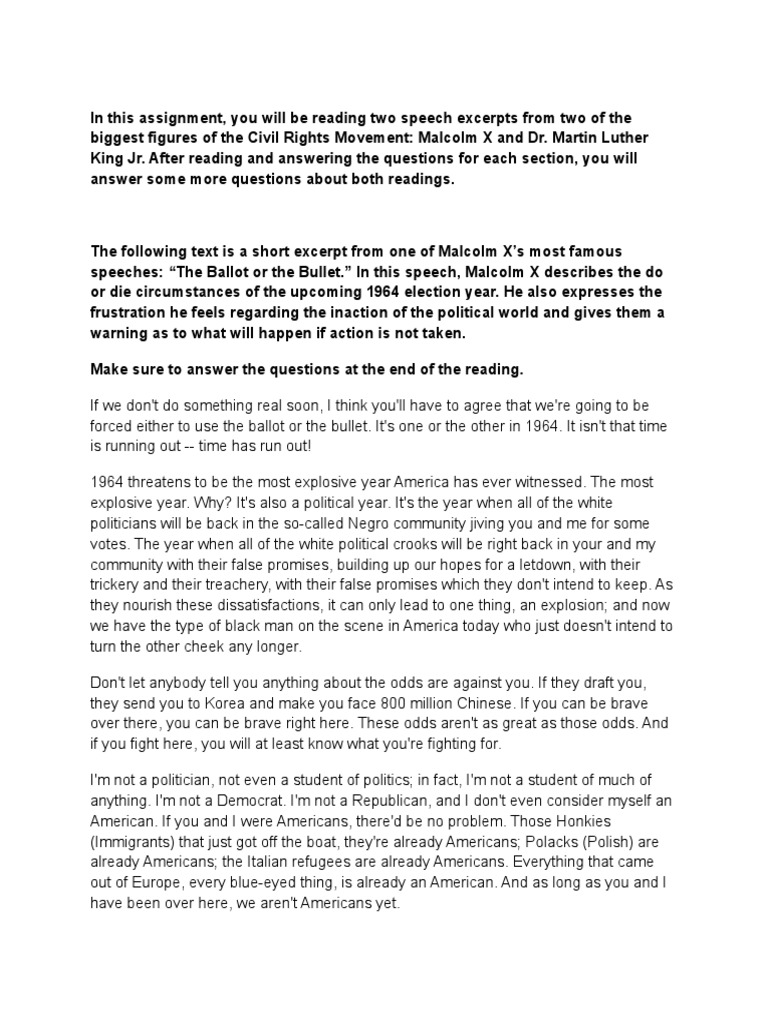 Ted 534 Practice Edtpa Worksheet | PDF | Malcolm X | Martin Luther King Jr.