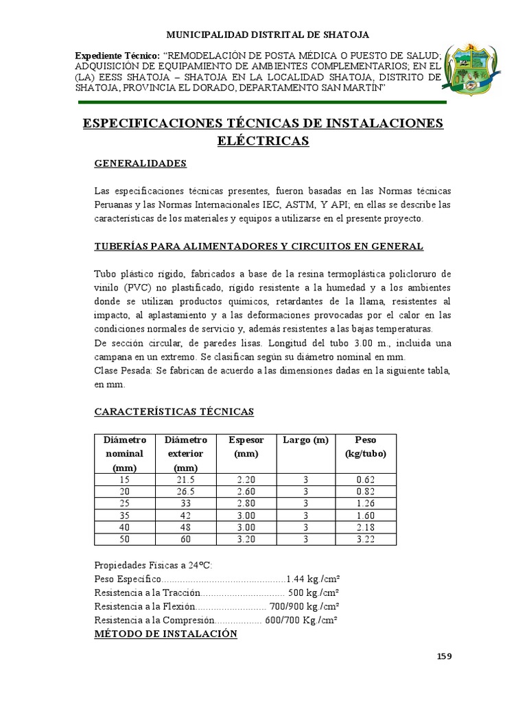 2.2.e ESPECIFICACIONES TECNICAS ESPECÍFICAS DE INST. ELÉCTRICAS SHATOJA | PDF | Enchufes y tomas ...