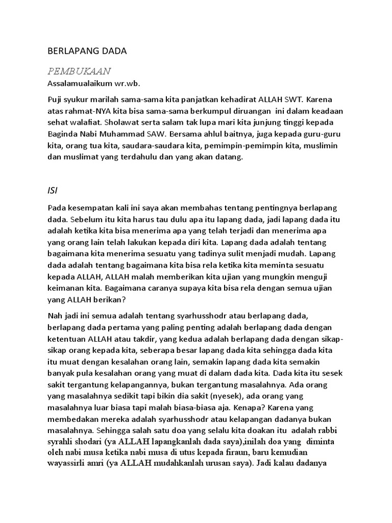 Makna dan Pentingnya Berlapang Dada | PDF