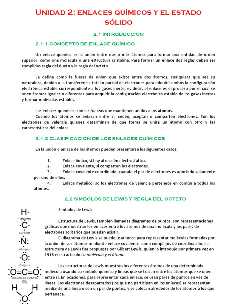 Enlaces Químicos y El Estado Sólido | PDF | Enlace químico | Enlace ...