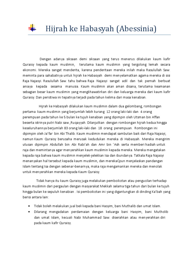 Hijrah Ke Habasyah (Abessinia) | PDF