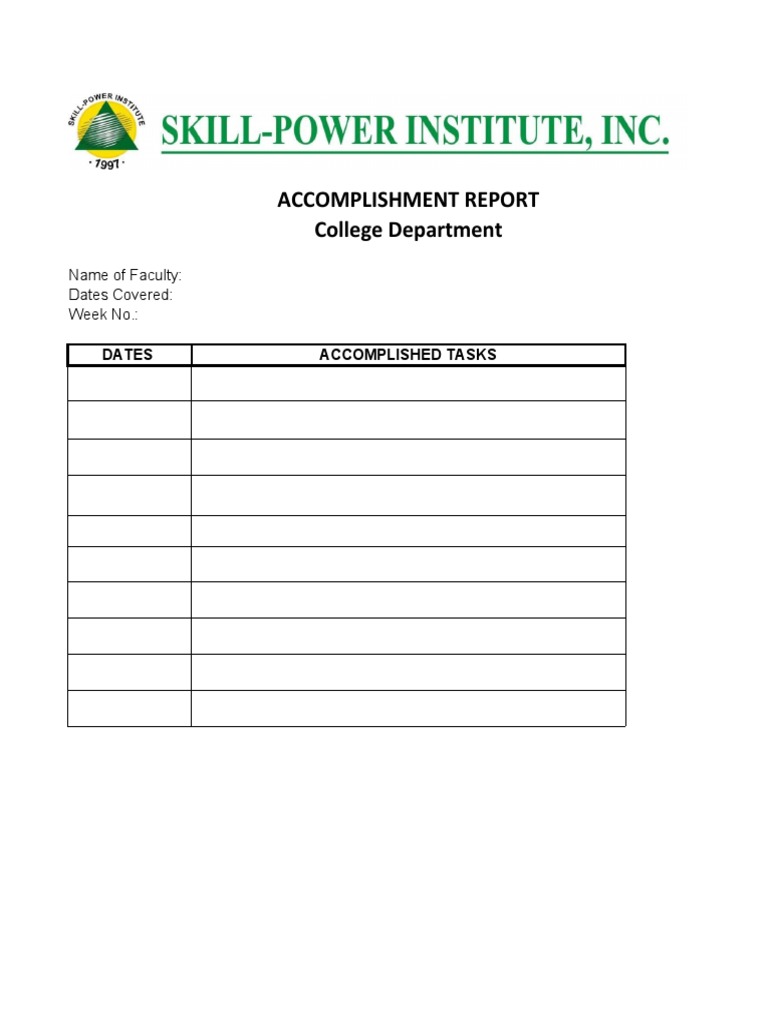 Accomplishment Report Template | PDF