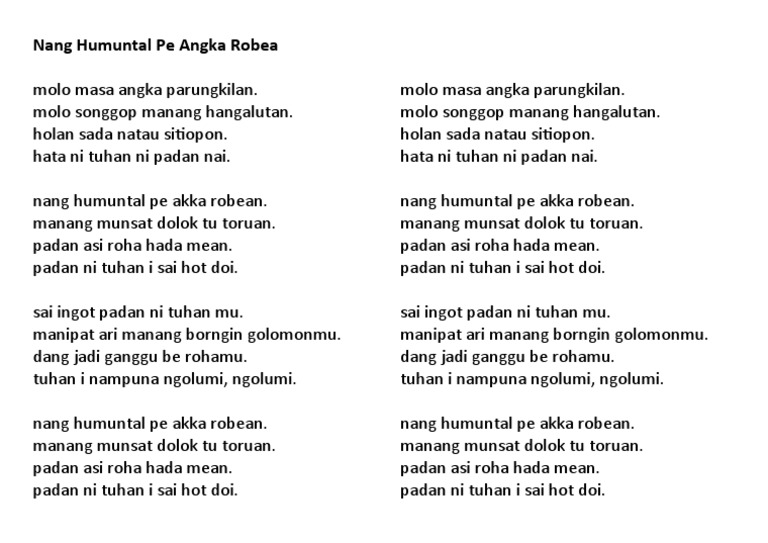 Nang Humuntal Pe Angka Robea | PDF | Seni & Disiplin Bahasa