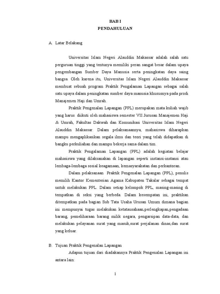 Bab 1 Laporan PPL Fix | PDF | Karier & Perkembangan