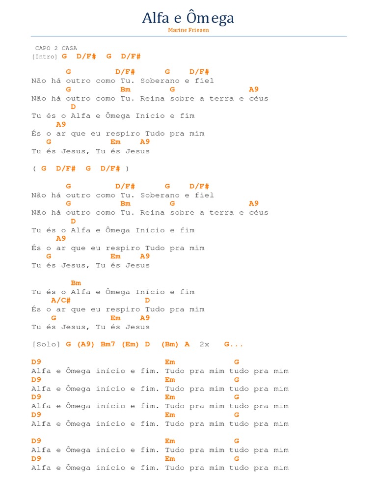 Alfa e Ômega - Cifra - Capo 2 Casa | PDF