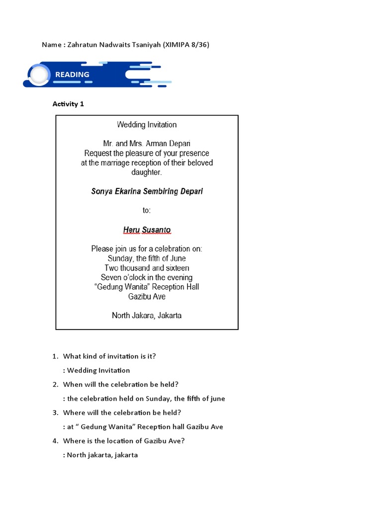 Exercise #1 Formal Invitation | PDF | Law