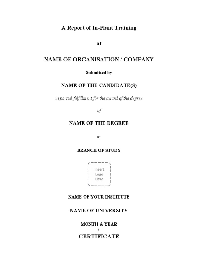 In Plant Training Report Templet | PDF | Data | Case Study