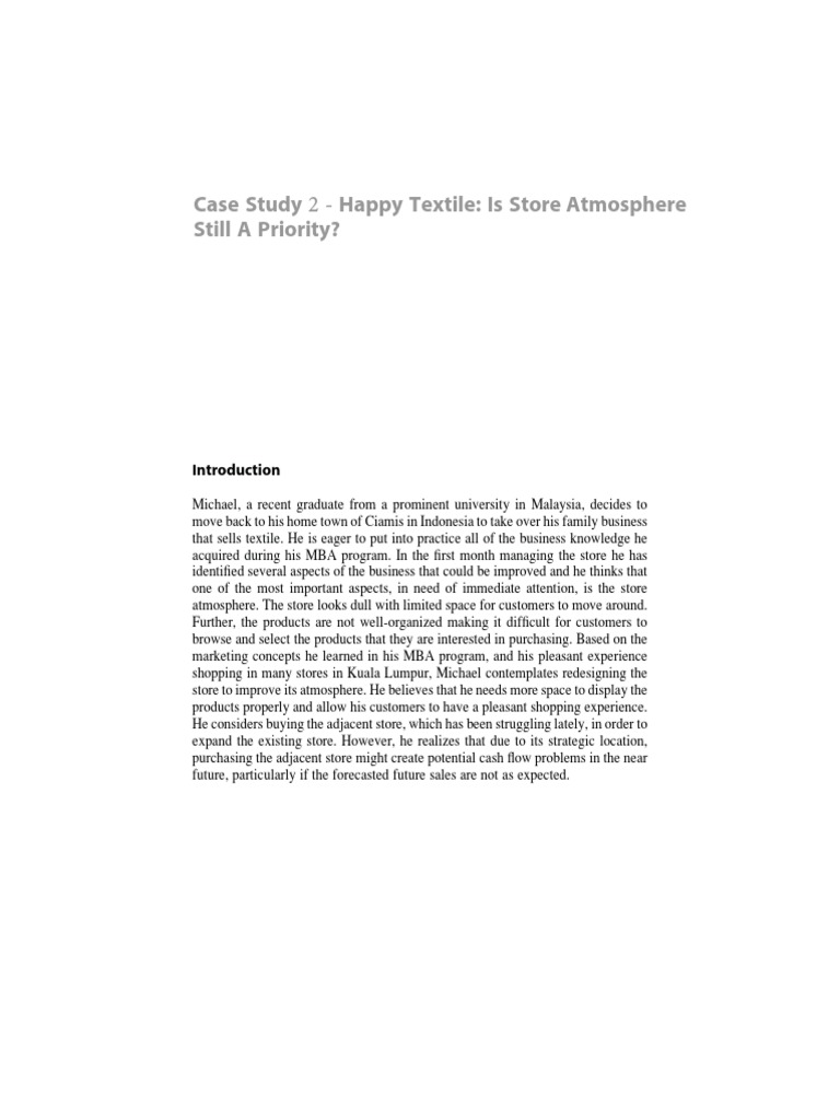 Case Study 2 - Happy Textile Is Store Atmosphere Still A Priority | PDF ...