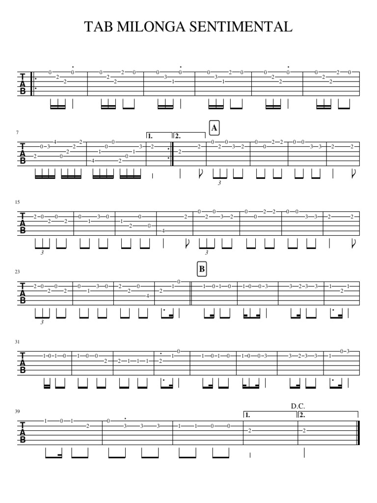 Milonga Sentimental Guitar Tabs | PDF