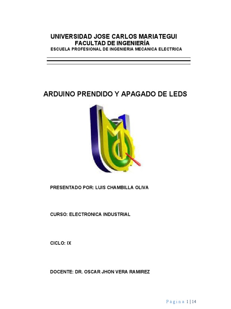 Informe Prendido y Apagado de Leds - Luis Chambilla | PDF | Arduino | Diodo emisor de luz