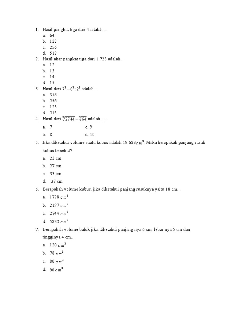 Soal PH Matematika Bab 4 | PDF
