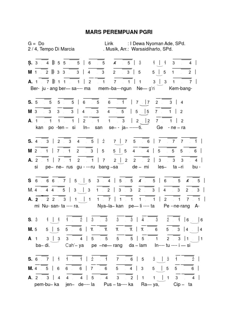 Mars Perempuan Pgri | PDF