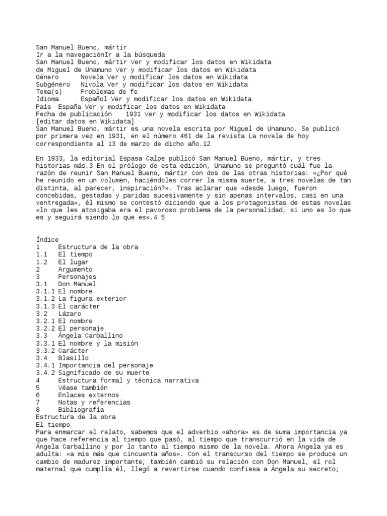 San Manuel Bueno Martir | PDF