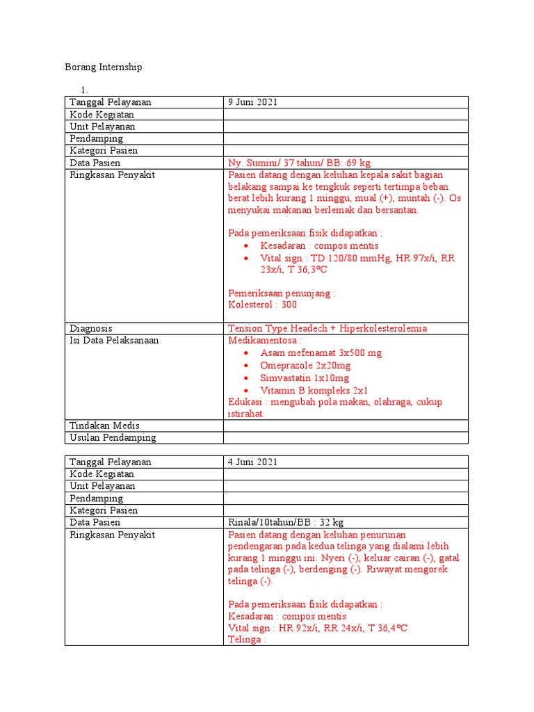 Borang Internship | PDF