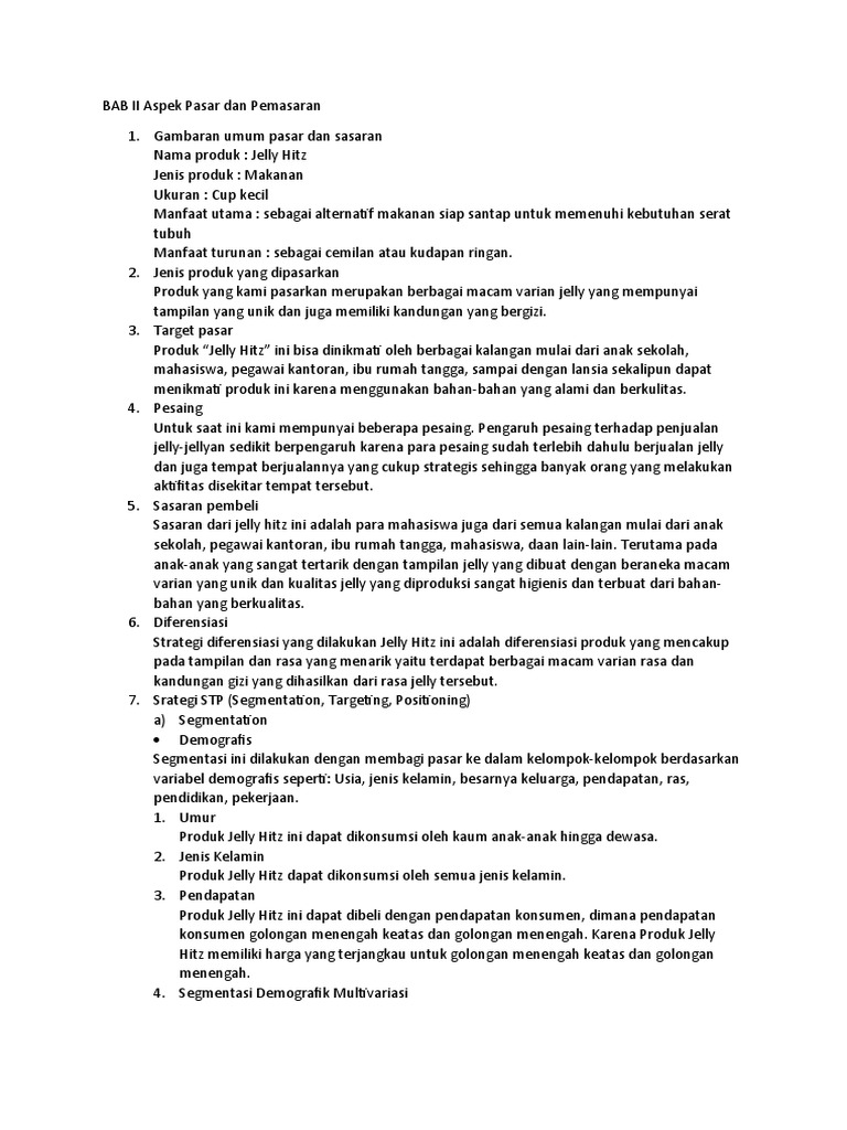 BAB II Aspek Pasar Dan Pemasaran | PDF