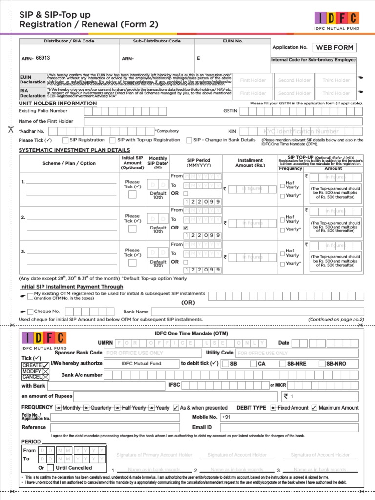 Unit Holder Information: Web Form | PDF | Banks | Mutual Funds