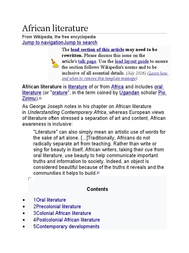 African Literature | PDF | African Literature
